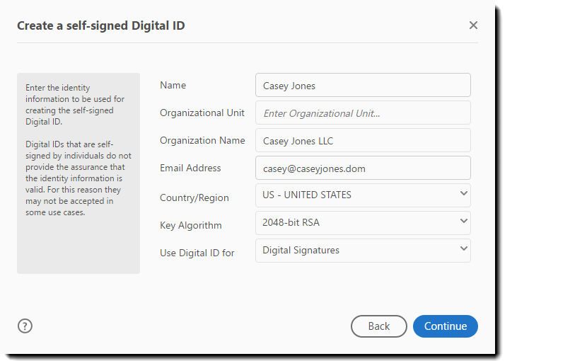 Download and sign with an Acrobat certificate